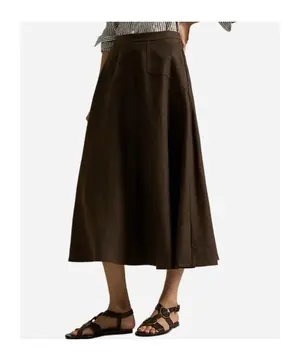 Polo Ralph Lauren Flared Hemp Midi Skirt