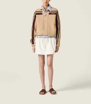 Miu Miu Crochet Zip-up Cardigan With Stripes
