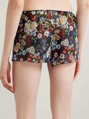 Khaite Tilly Printed Silk Chiffon Shorts