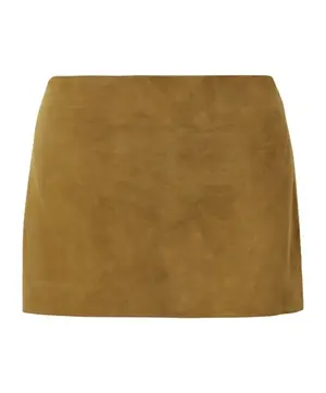 Khaite Jett Suede Mini Skirt - Tan