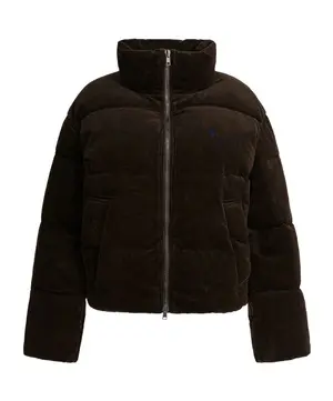 Polo Ralph Lauren Logo Embroidered Padded Corduroy Jacket - Dark Beech