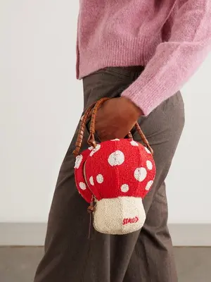 Staud Mushroom Beaded Top Handle Bag
