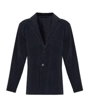 Issey Miyake Homme Plissé Pleated Notched Lapel Blazer