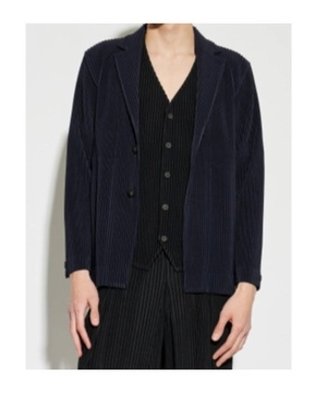 Issey Miyake Homme Plissé Pleated Notched Lapel Blazer