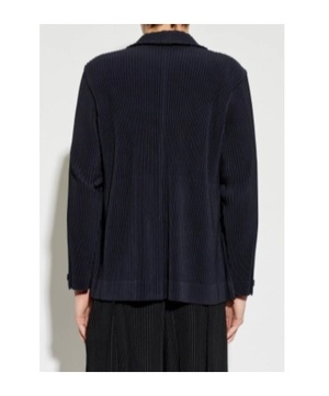 Issey Miyake Homme Plissé Pleated Notched Lapel Blazer