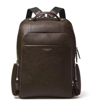 ASPINAL OF LONDON Pebbled Leather Reporter Zipped Backpack - Brown