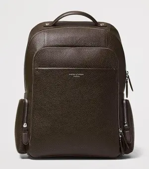 ASPINAL OF LONDON Pebbled Leather Reporter Zipped Backpack - Brown