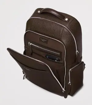 ASPINAL OF LONDON Pebbled Leather Reporter Zipped Backpack - Brown