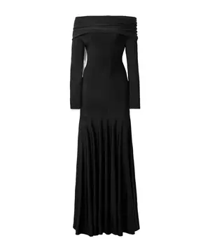 Khaite Genesis Off-the-shoulder Knit Maxi Dress - Black