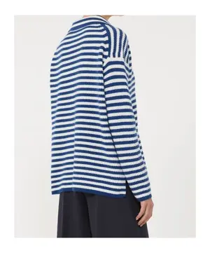 Max Mara Striped Collared Pullover - White/blue