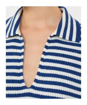 Max Mara Striped Collared Pullover - White/blue