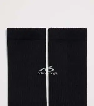 Balenciaga Ribbed Logo Ankle Socks