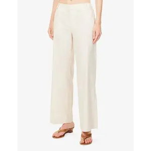 Good American Wide-leg High-rise Linen-blend Trousers