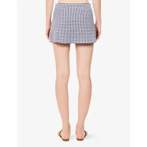 Good American The Keepsake Gingham-print Knitted Mini Skort