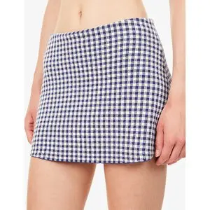 Good American The Keepsake Gingham-print Knitted Mini Skort