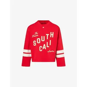 Amiri South Cali Flock Cotton-jersey Football T-shirt - Ruby