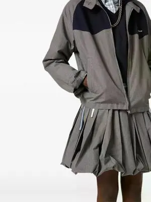 Miu Miu Pleated Gingham Check Mini Skirt - Grey