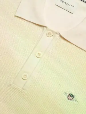 Gant Waffle-knit Embroidered-logo Polo Shirt