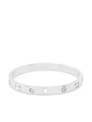 COACH Hinged Crystal Embellished Bracelet - Silver