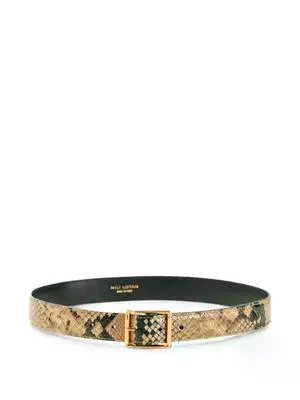 NILI LOTAN Snake-effect Leather Belt - Neutrals