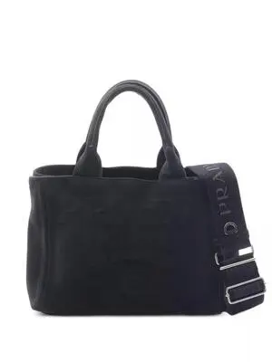 Prada Canapa Embossed Logo Tote Bag - Black