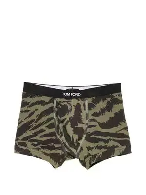 TOM FORD Tiger-print Logo-waistband Boxer Briefs - Green