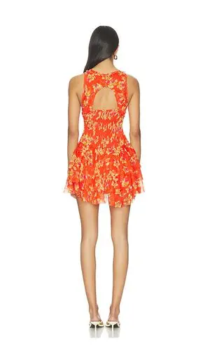 Free People Raven Printed Mini Dress - Orange