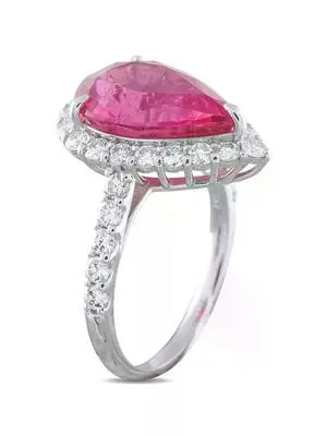 LB EXCLUSIVE Platinum Pear-cut Rubellite And Diamond Ring