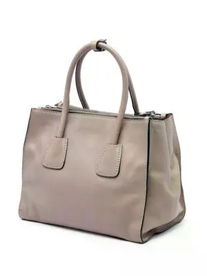 Prada Glace Calf Leather Twin Pocket Double Handle Satchel - Neutrals