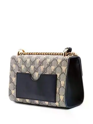 Gucci Small Gg Supreme Bee Padlock Crossbody Bag - Black