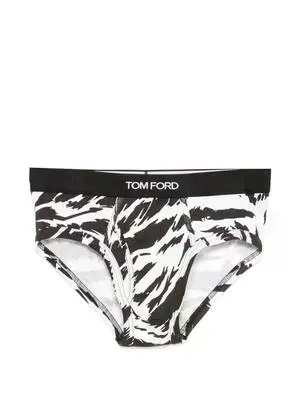 TOM FORD Zebra-print Logo-waistband Briefs - Black