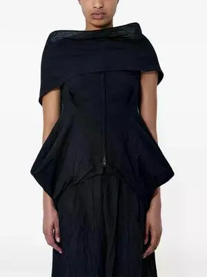 LIMI FEU Cotton Draped Zip-fastening Sleeveless Blouse