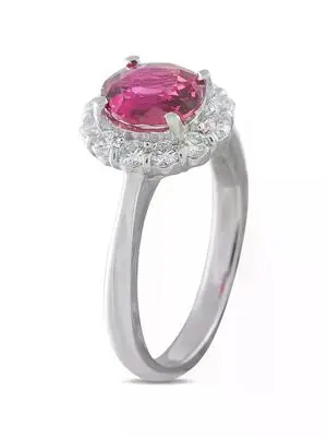 LB EXCLUSIVE Oval Ruby And Diamond Ring In Platinum - Silver