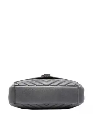 Saint Laurent Medium Chevron Sheepskin Monogram College Satchel - Grey