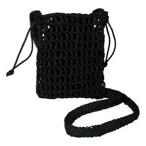 2KSTYLE Ramona Crochet Raffia Mini Cross-body Bag - Black