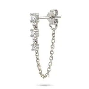 SPERO LONDON 14ct Solid Gold Fine Diamond Linked Tennis Earring - Silver