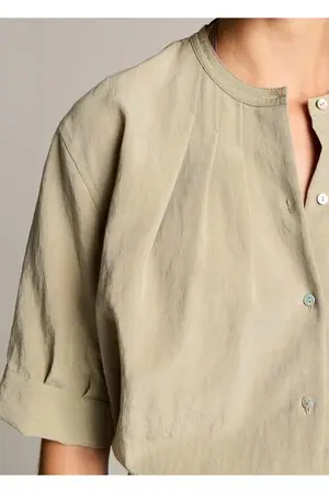 Vince Gathered A-line Button-front Shirt