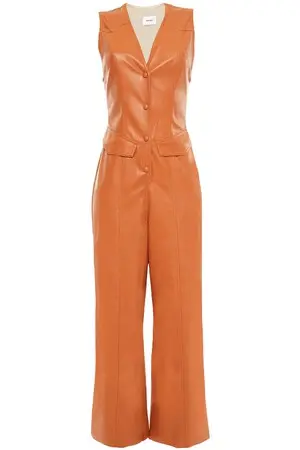 Nanushka Freya Vegan Leather Jumpsuit - Camel