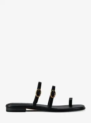 Michael Kors Kya Leather Flat Sandal - Black
