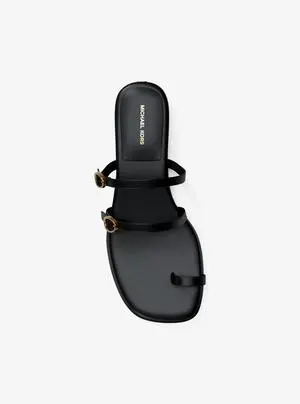 Michael Kors Kya Leather Flat Sandal - Black