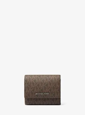 Michael Kors Hudson Signature Logo Wallet In By - Brown