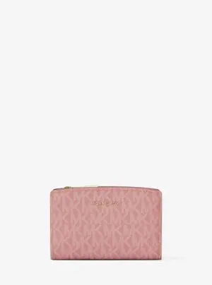 Michael Kors Bryant Medium Signature Logo Wallet In By - Pink