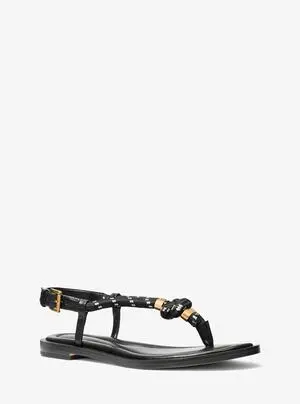 Michael Kors Hera Corded Leather Thong Sandals - Black