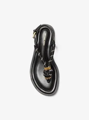Michael Kors Hera Corded Leather Thong Sandals - Black
