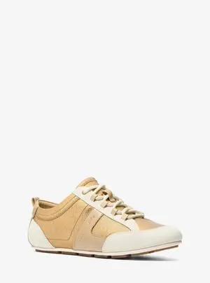 Michael Kors Keely Color-block Metallic Leather Trainers - Gold