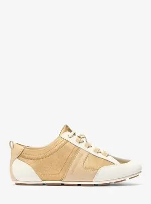 Michael Kors Keely Color-block Metallic Leather Trainers - Gold