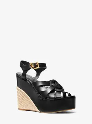 Michael Kors Erika Leather Wedge Sandal - Black