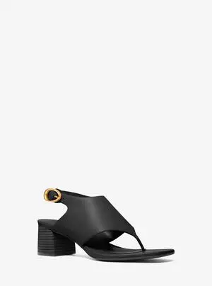 Michael Kors Kya Leather Thong Sandal - Black