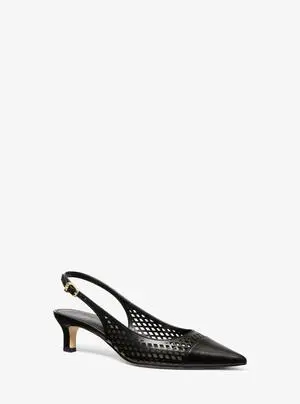 Michael Kors Amara Laser-cut Leather Slingback Pumps - Black