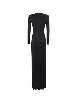 Elisabetta Franchi Gathered Maxi Dress With Gold-tone Hardware - Black
